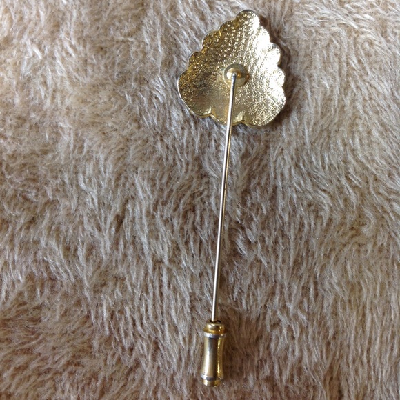 Vintage | Jewelry | Rare Vintage Peacock Gold Painted Enamel Stick Pin ...